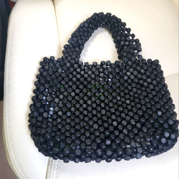 Collection XIIX | Bags | Collection Eighteen Small Black Wood Beaded ...